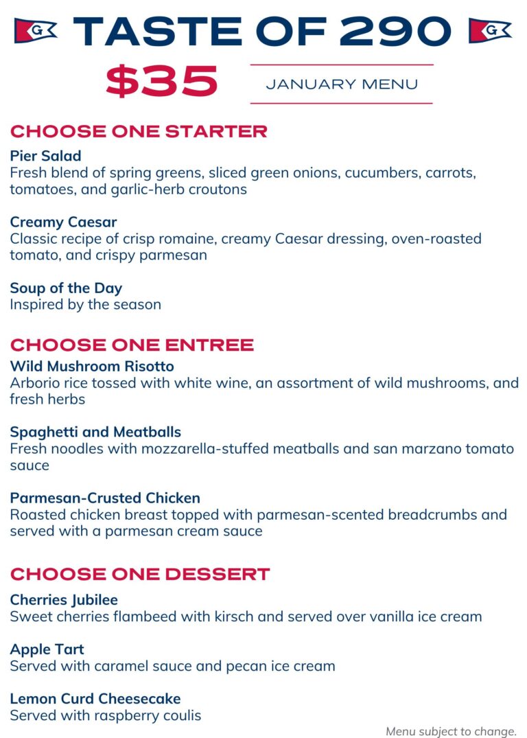 Taste of 290 Prix Fixe Menu Returns to PIER 290 - Pier 290